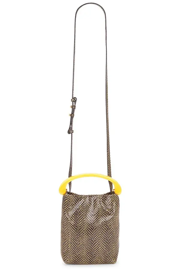 Dries Van Noten Calf Leather Handheld Bag With Snakeskin Print - Brown