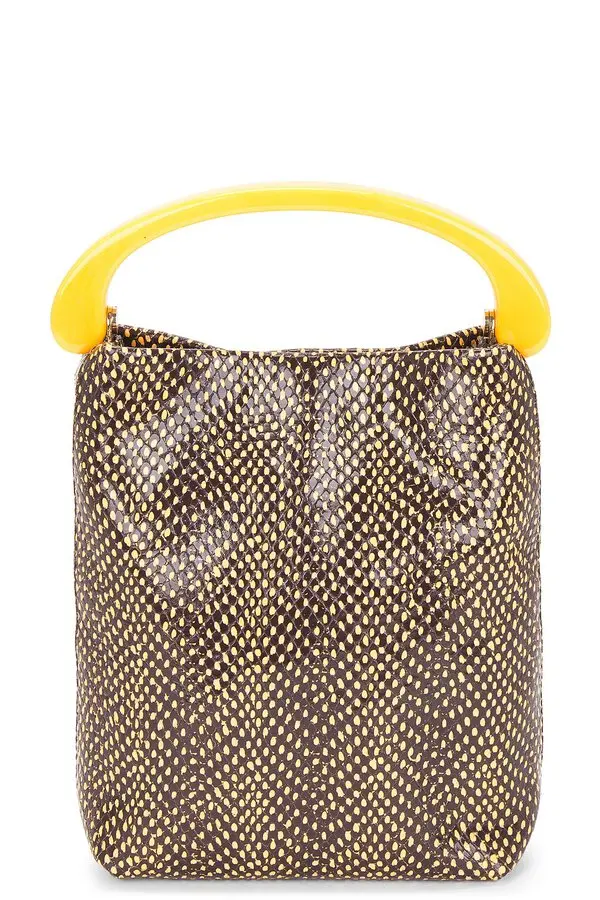 Dries Van Noten Calf Leather Handheld Bag With Snakeskin Print