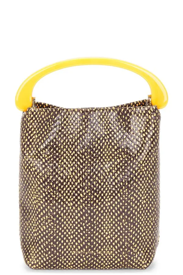 Dries Van Noten Calf Leather Handheld Bag With Snakeskin Print