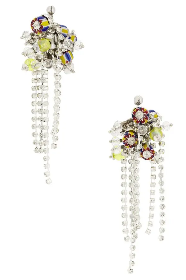 Dries Van Noten Dangle Earrings With Crystal Embellishments - Light Yellow