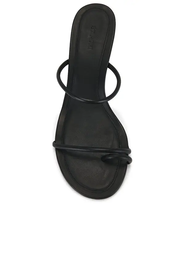 ST. AGNI Minimal Strap Heeled Sandal - Black