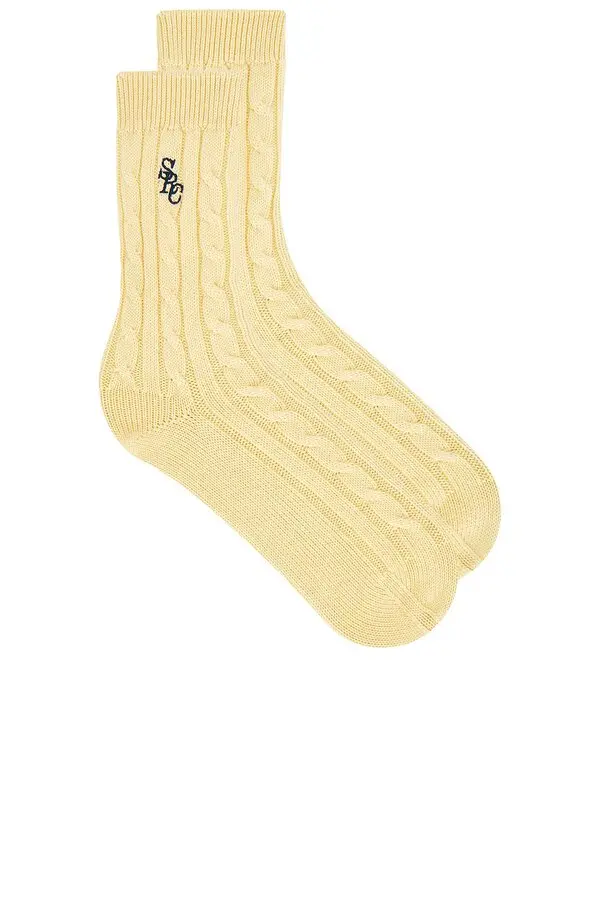 SPORTY & RICH Src Cableknit Socks - Almond