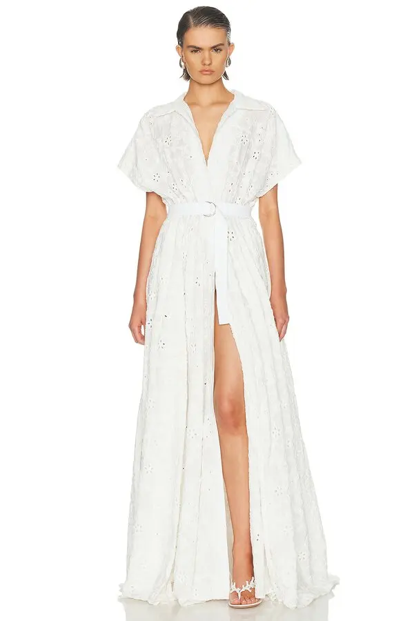Norma Kamali Oversized Sleeveless Shirt Flared Gown - Snow White