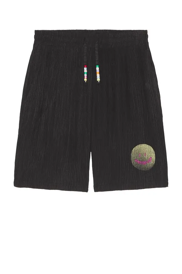 MISBHV Charcoal Plissé Shorts With Beaded Drawstring