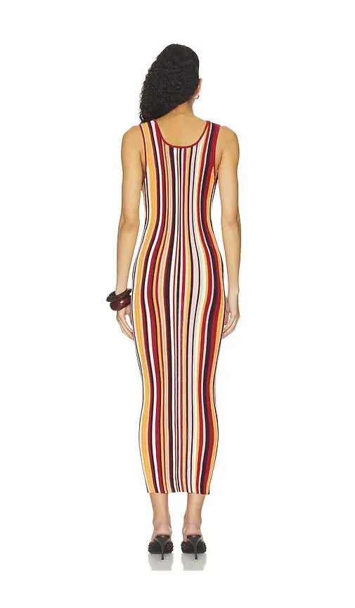 Ronny Kobo Striped Knit Midi Dress - Rust,pink