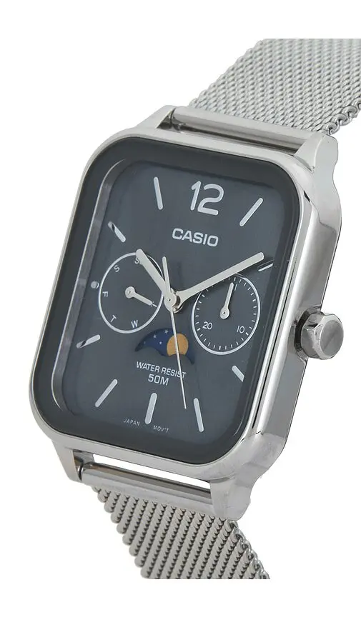 Casio Moon Phase Stainless Steel Watch