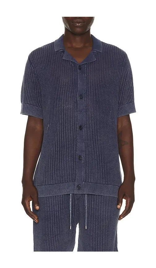 Central Park West Henry Snow Wash Camp Shirt In . Also - Slate