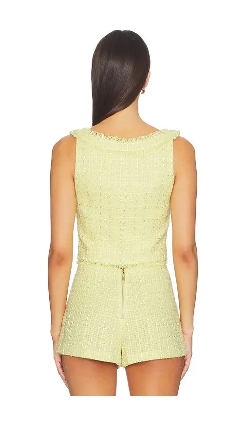 Alice + Olivia Shila Scoop Neck Button Down Corset Top - Lemon