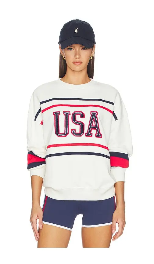 Beach Riot Devyn Oversized Sweatshirt With Usa Graphic - White