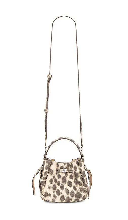 Tory Burch Romy Printed Suede Mini Bucket Bag - Cream