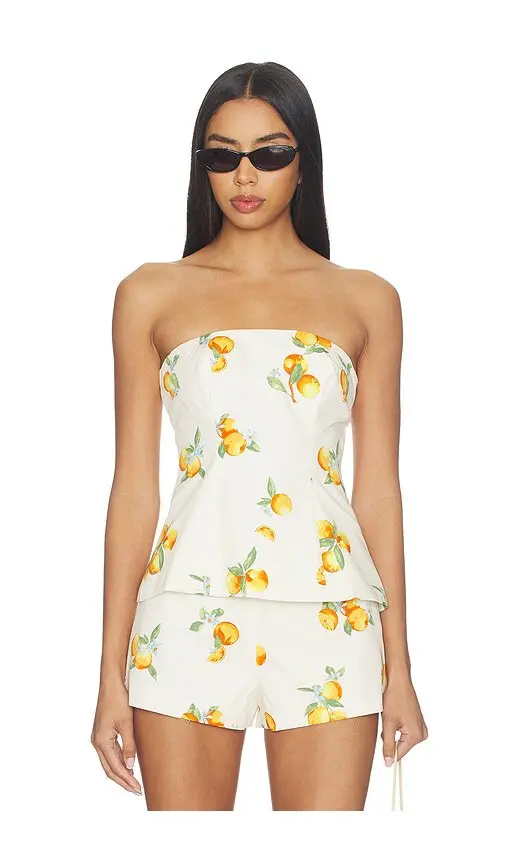 Majorelle Sansa Printed Strapless Top