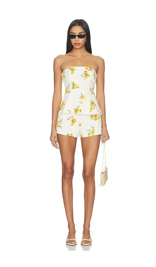 Majorelle Sansa Printed Strapless Top