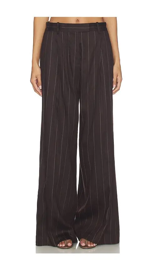 Helmut Lang Wide Leg Pleated Trousers With Pinstripe Detail