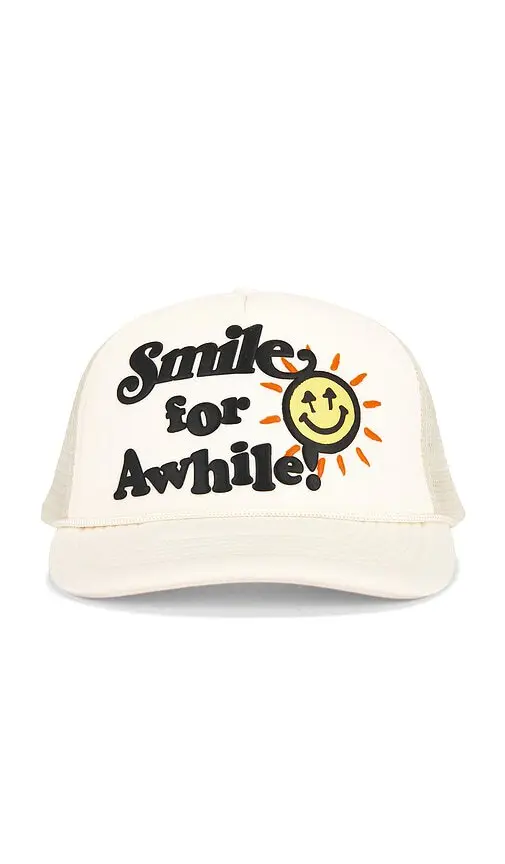 HAPPY CAPS Smile For A While Trucker Hat - Cream