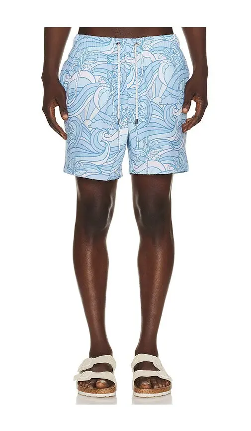 VINTAGE SUMMER Seersucker Stretch Volleys - Blue