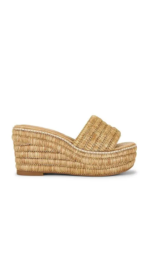 Dolce Vita Platform Wedge Sandals With Raffia Upper