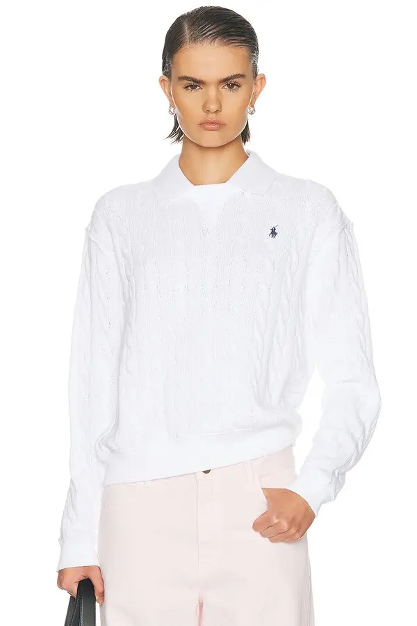 Polo Ralph Lauren Long Sleeve Cable Knit Polo Sweater