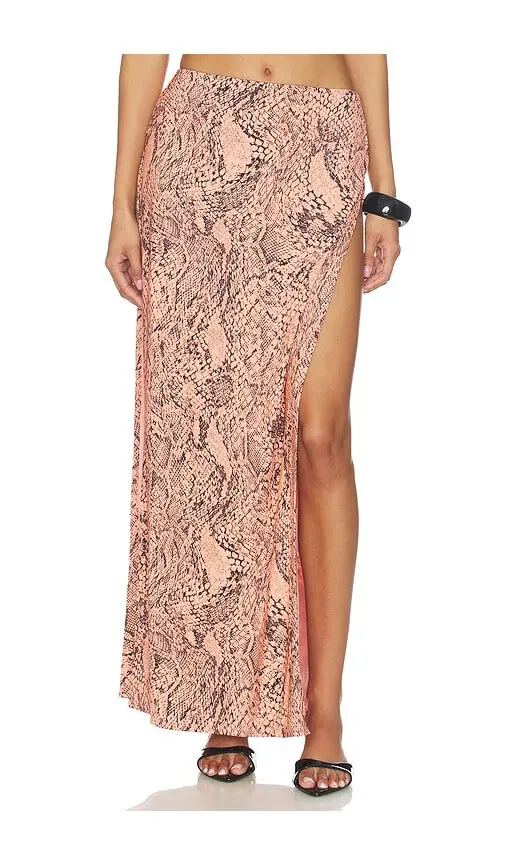 AFRM Tempest Maxi Skirt With Slit - Peach