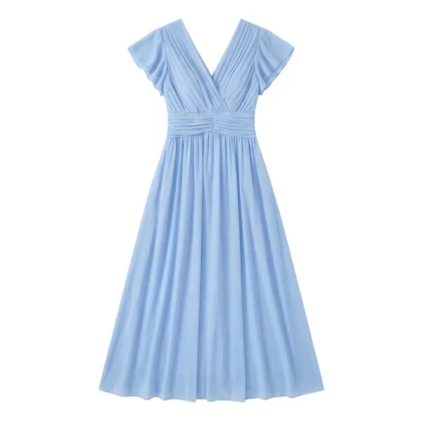 LATELIER LONDON Flutter Sleeve V-neck Maxi Dress
