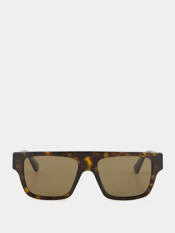 Gucci Tortoiseshell Web Detail Sunglasses - Black