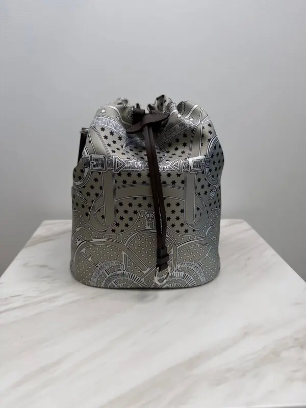 Hermès Silk And Swift Leather Bucket Bag