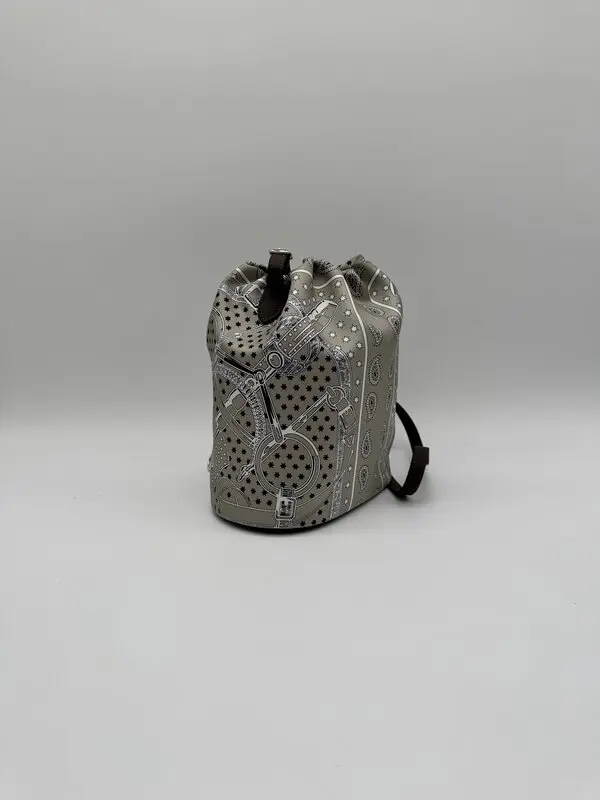 Hermès Silk And Swift Leather Bucket Bag