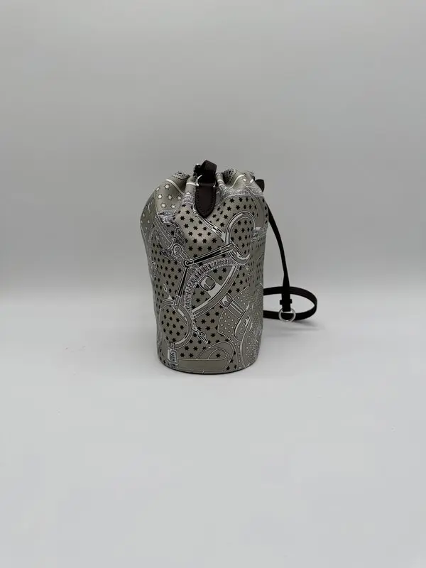 Hermès Silk And Swift Leather Bucket Bag