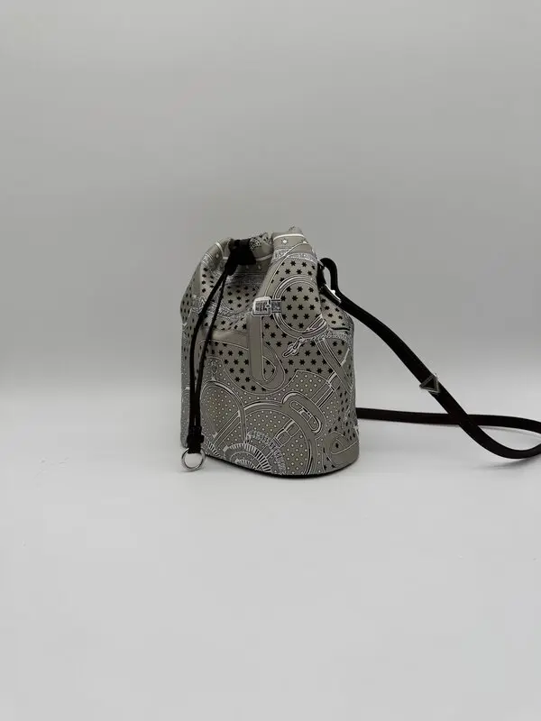 Hermès Silk And Swift Leather Bucket Bag