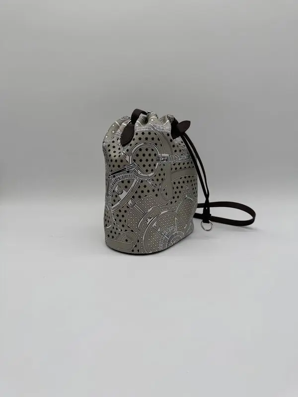 Hermès Silk And Swift Leather Bucket Bag