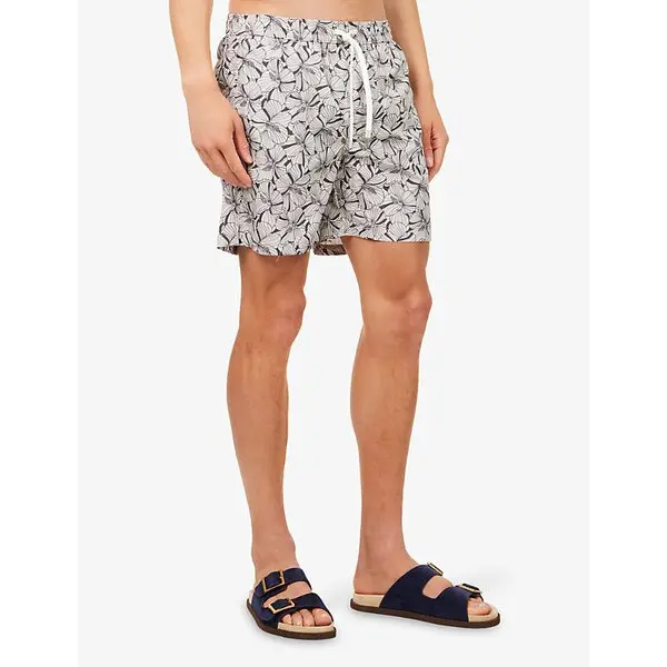 Eleventy Floral Print Drawstring Beach Shorts - Black