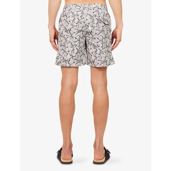 Eleventy Floral Print Drawstring Beach Shorts - Black
