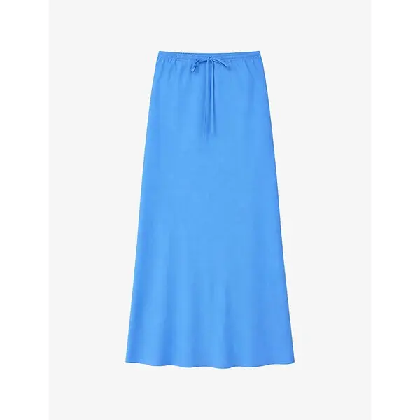 RO&ZO Drawstring Waist Bias-cut Woven Maxi Skirt