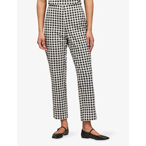 RO&ZO Gingham Cropped Stretch-cotton Trousers