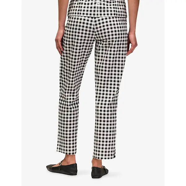 RO&ZO Gingham Cropped Stretch-cotton Trousers