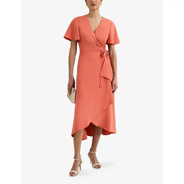 PHASE EIGHT Julissa Wrap-front Midi Dress - Orange