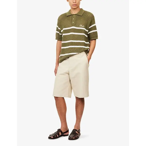 BELIER St.tropez Crochet Cotton Polo Shirt