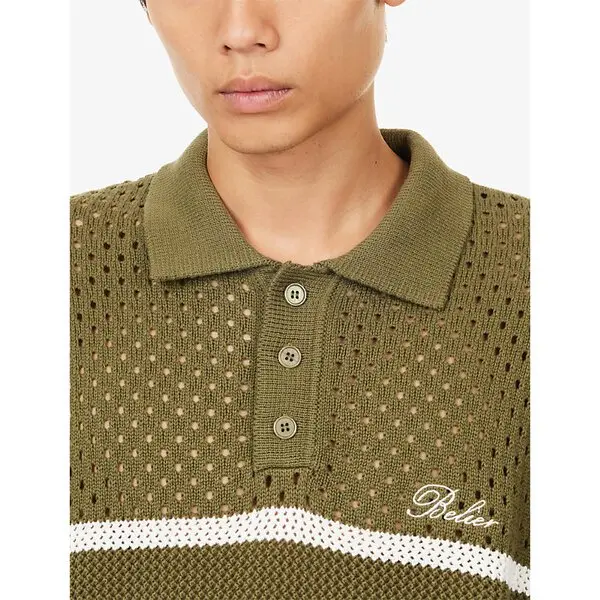 BELIER St.tropez Crochet Cotton Polo Shirt