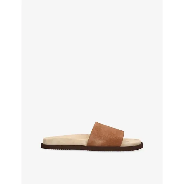 Brunello Cucinelli Wide-strap Suede Sliders