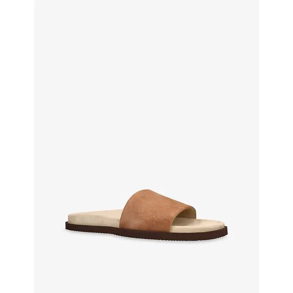 Brunello Cucinelli Wide-strap Suede Sliders