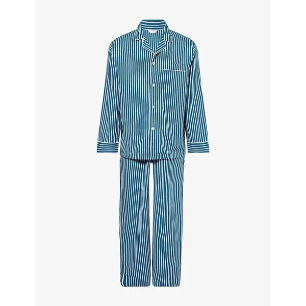 Derek Rose Royal Stripe Cotton Pyjama Set - Blue
