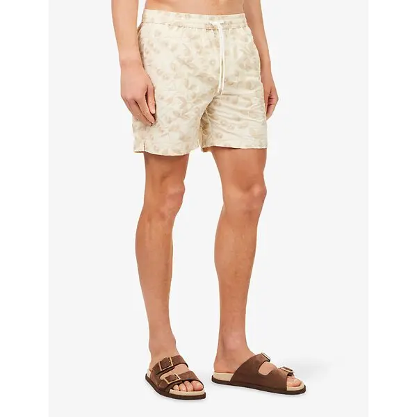 Eleventy Embroidered Floral Beach Shorts - Sand