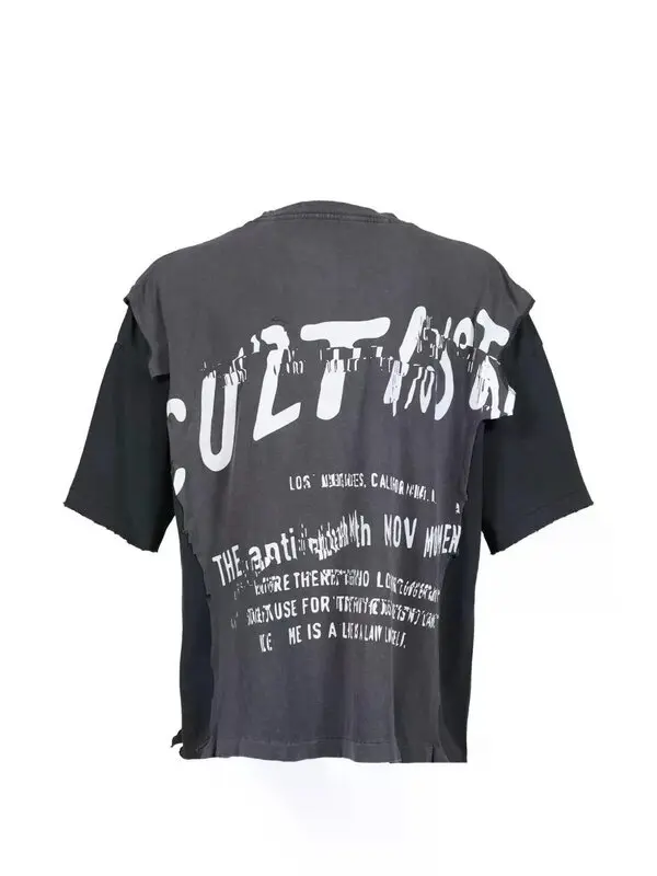 RRR123 Moda Apocrypha Quad Tee Distressed Layered-effect T-shirt - Black