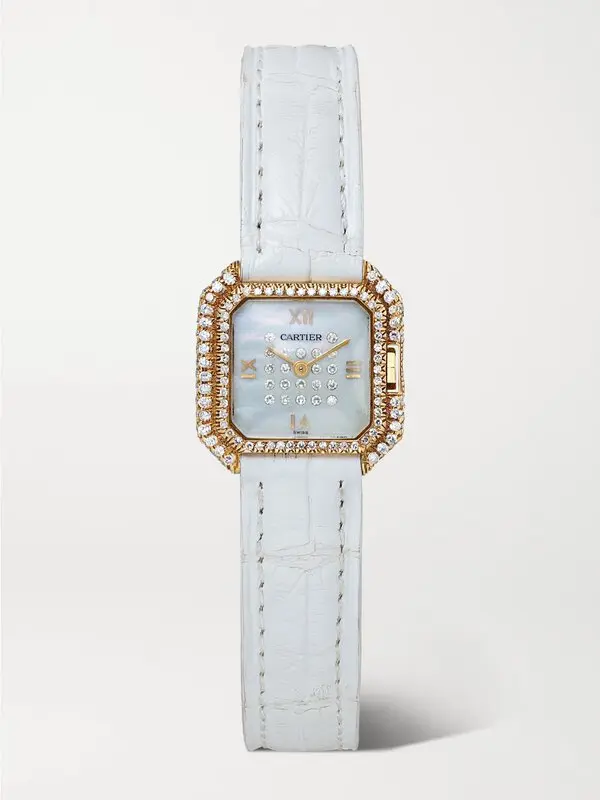 STEPHANIE WINDSOR Cartier 18-karat Yellow Diamond And Mother-of-pearl Watch - Gold