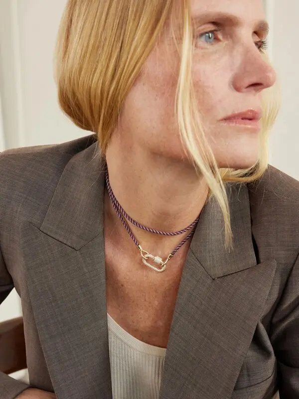 MARLA AARON 14-karat Gold Diamond And Cord Necklace