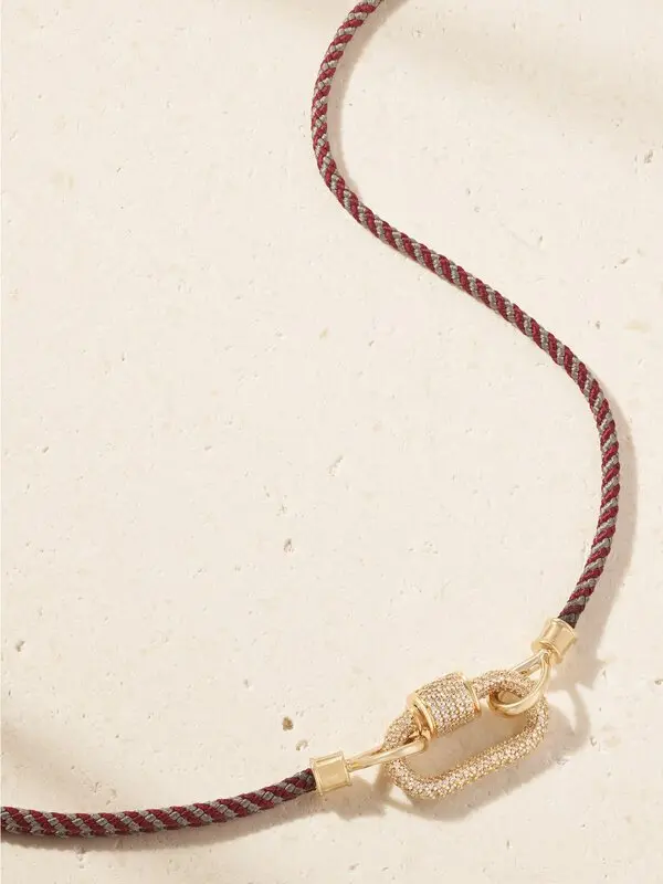 MARLA AARON 14-karat Gold Diamond And Cord Necklace