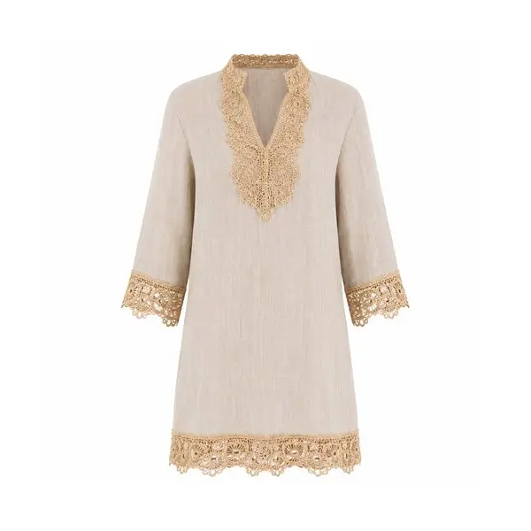 MARIELĒ Mini Dress With Lace Trimmings - Orange