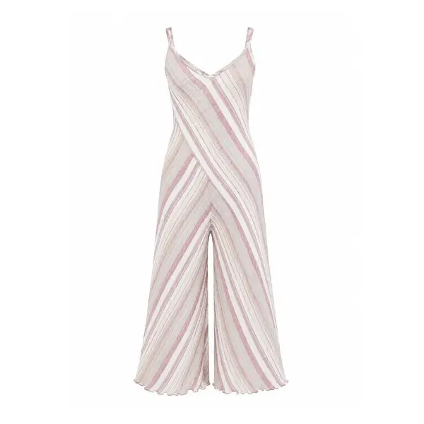 MARIELĒ Tania Striped Linen Jumpsuit - Pink