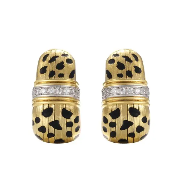 ONEWILDONE Just Do You Leopard Statement Earrings With Pave Detailing - Gold