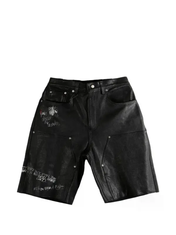 PALY Hollywood Holy Mountain Graffiti-print Leather Shorts