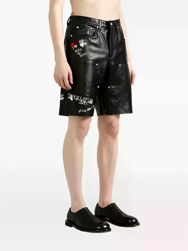 PALY Hollywood Holy Mountain Graffiti-print Leather Shorts